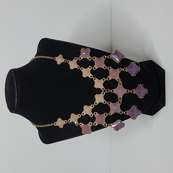 Jewelry | Vintage Lavender Fade Necklace 2 Gold Tone Statement Piece ...